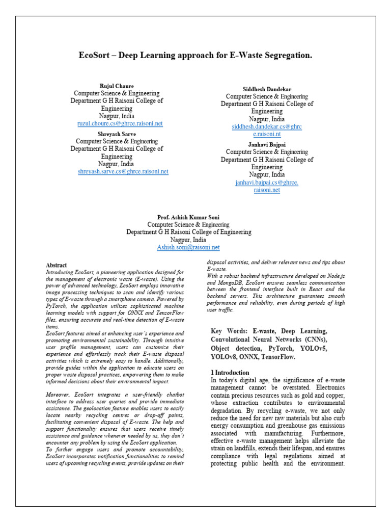 Eco Sort | PDF | Deep Learning | Databases
