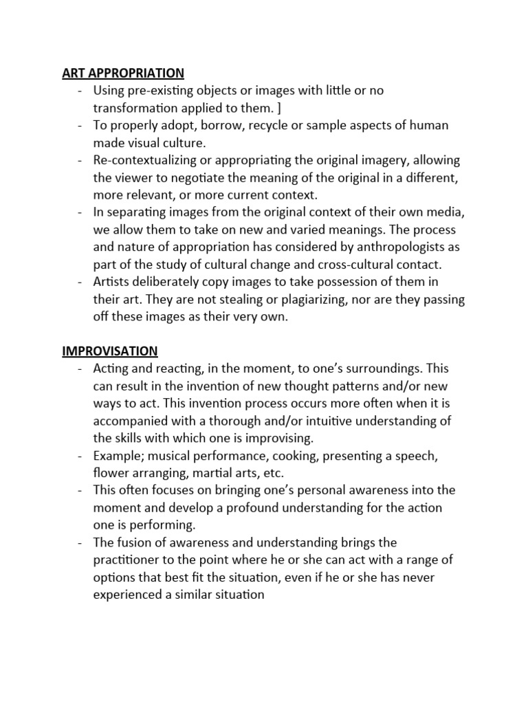 Art Appropriation and Improvisation Explained | PDF