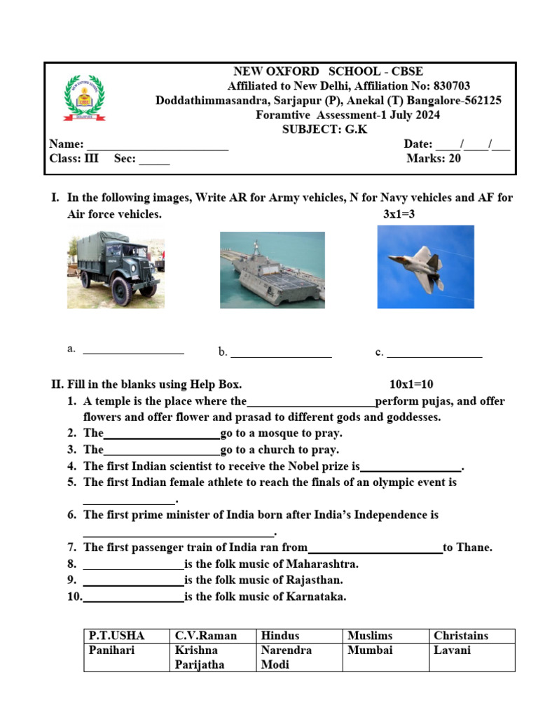 G.K Question Paper | PDF | South Asia