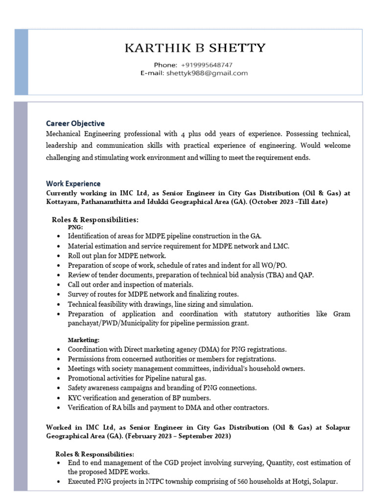 KARTHIK B SHETTY- CV | PDF
