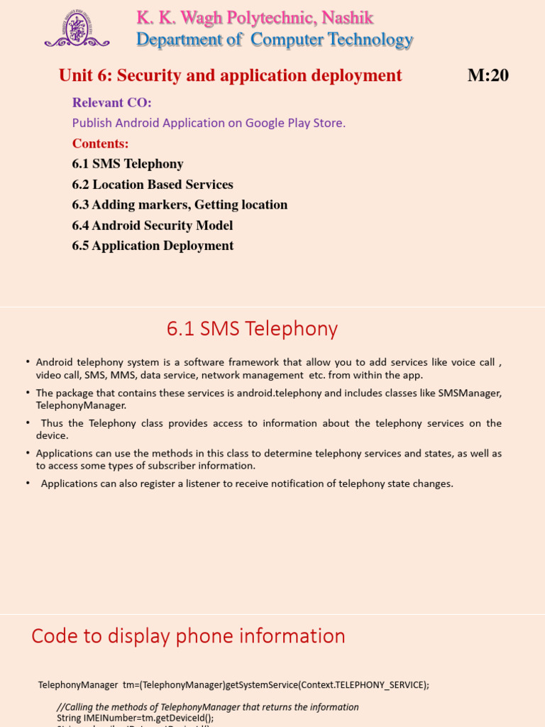 Unit-VI-Security and Application Deployment | PDF | Android (Operating System) | Google Play