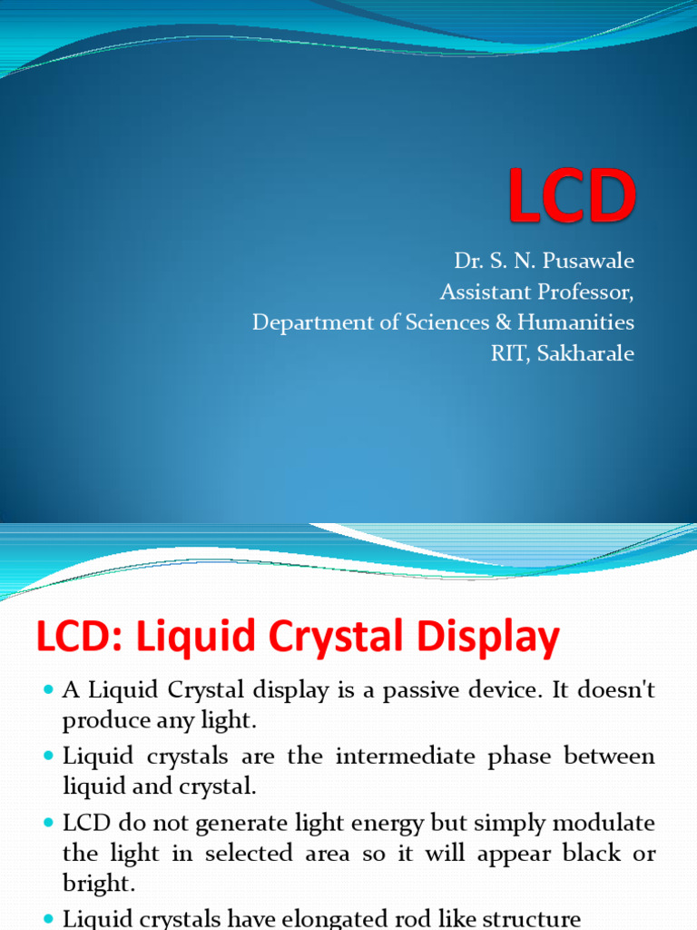 Optoelectronic devices | PDF | Liquid Crystal Display | Liquid Crystal