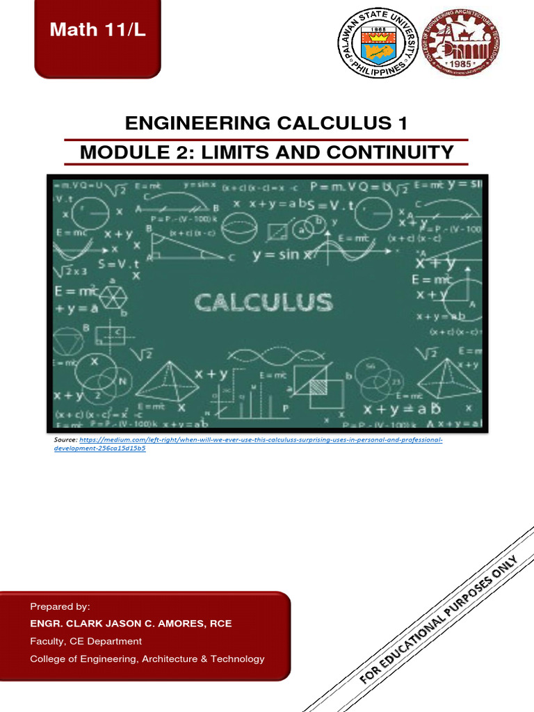 Calculus Module 2 Limits And Cotinuity Pdf Function
