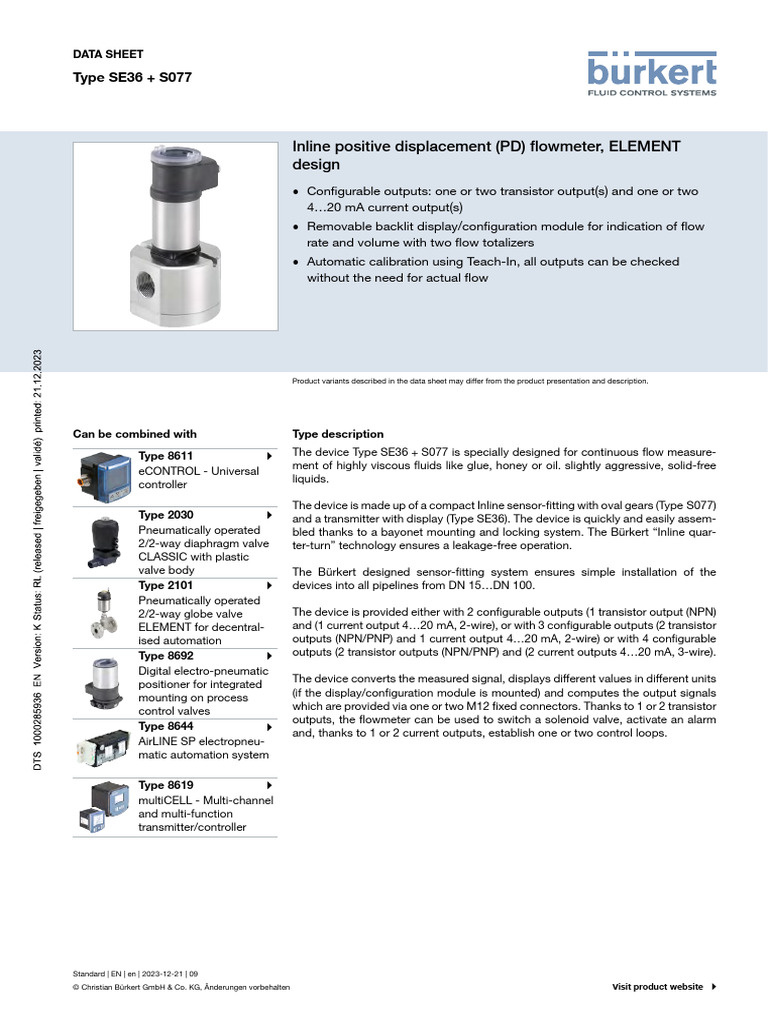Dsse36 Se36+s077 Eu en | PDF | Flow Measurement | Bipolar Junction ...