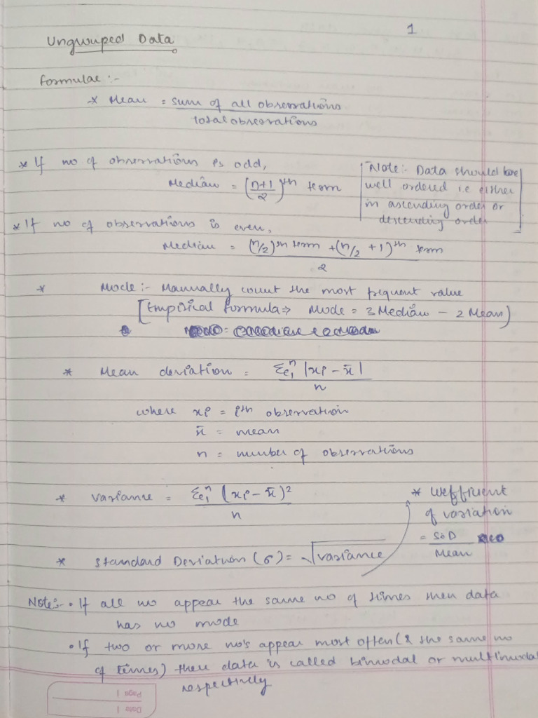 Statistics Notes | PDF