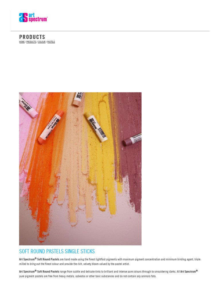 Soft Round Pastels Single Sticks - Art Spectrum | PDF | Pastel | Visual ...