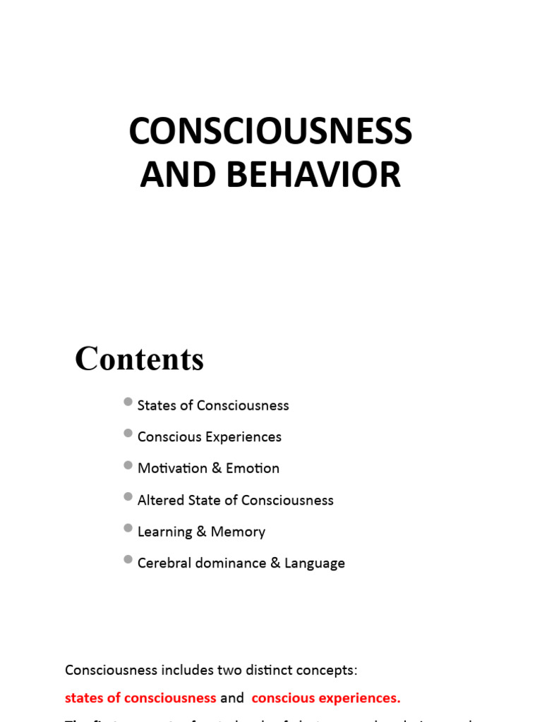 01 Consciousness Behavior | PDF | Sleep | Electroencephalography