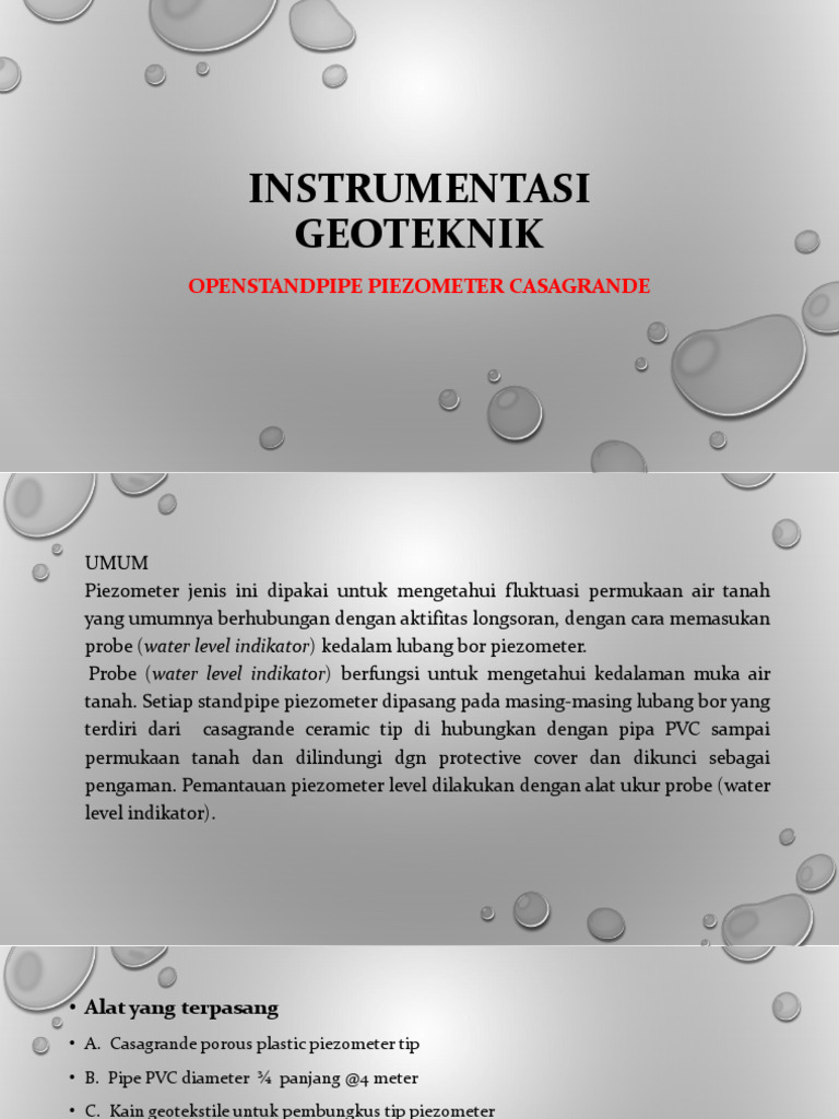 Pemasangan Open Standpipe Piezometer | PDF | Griya & Taman