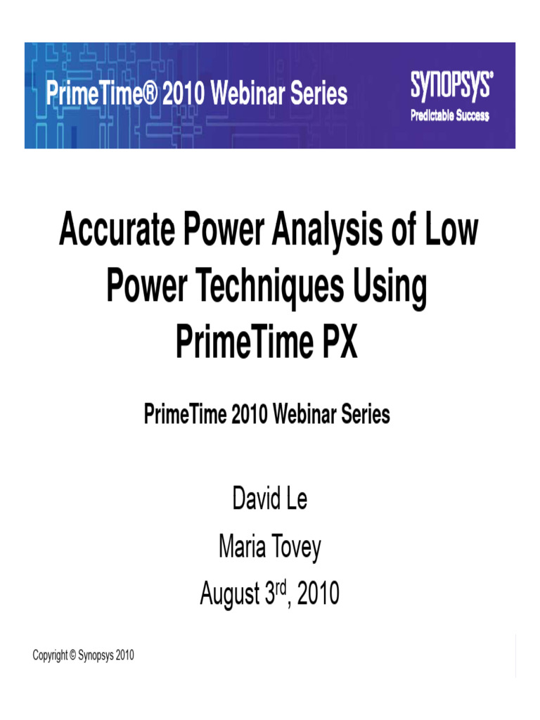 PrimeTime 2010 Webinar-Low Power Analysis | PDF | Electricity ...