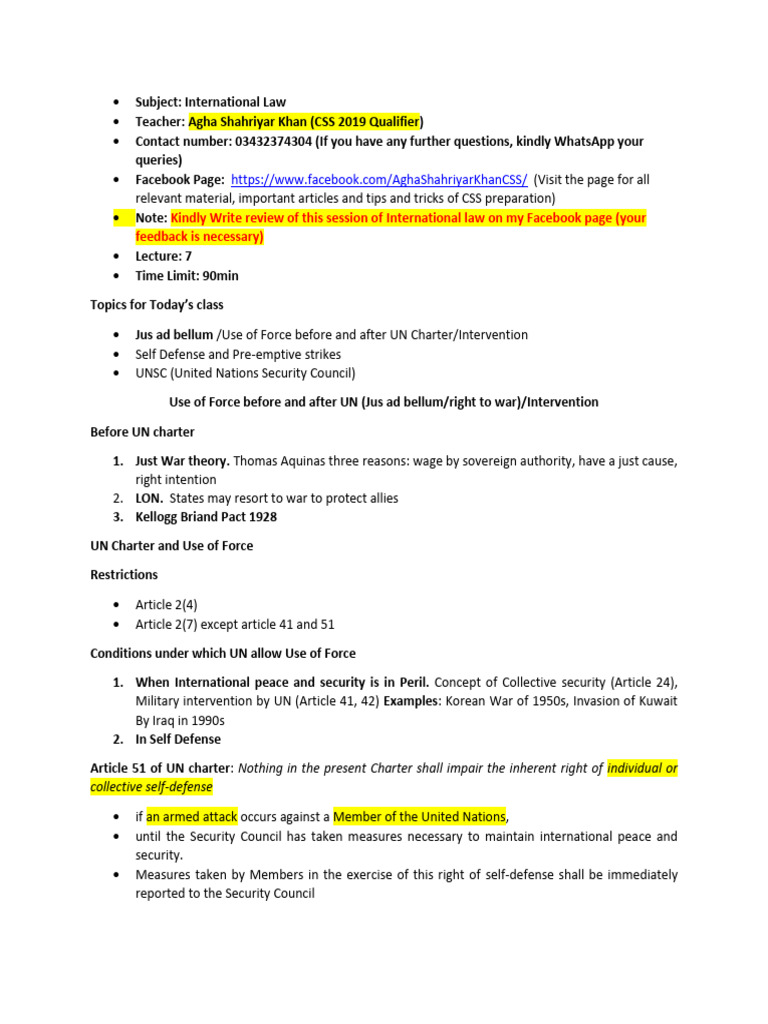 Lecture 7 | PDF | United Nations Security Council | United Nations