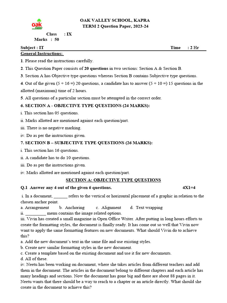 Class 9 Practice Paper Cbse | PDF | Databases | Computer Network