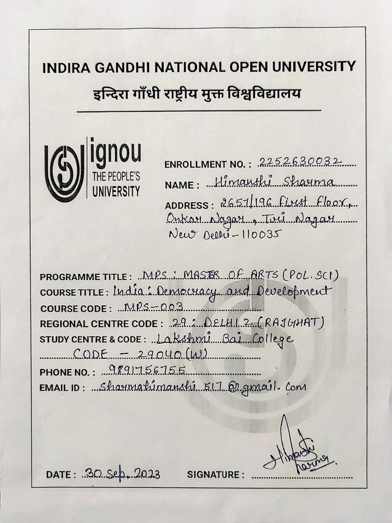 Mps-003 Himanshi Sharma | PDF Mps-003 Himanshi Sharma | PDF