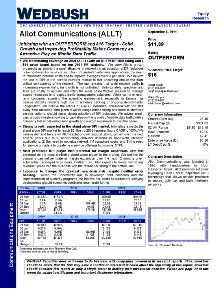 Allot Communications (ALLT) | PDF | Net Neutrality | Subscription ...