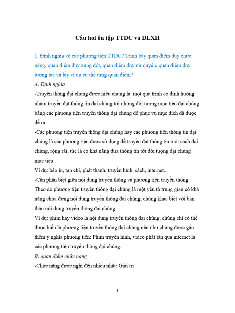 Câu hỏi ôn tập TTDC và DLXH | PDF