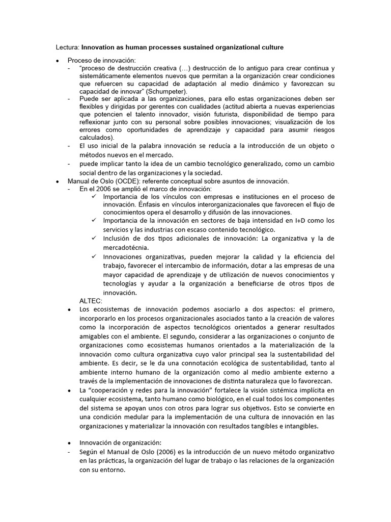 Innovation As Human Processes Sustained Organizational Culture | PDF ...