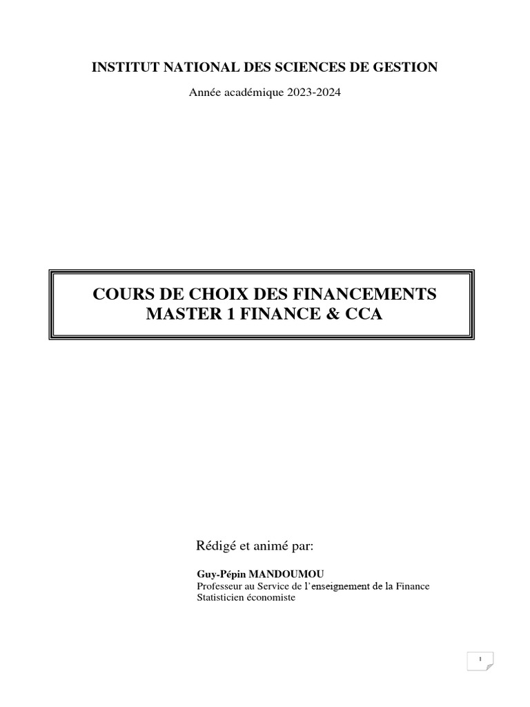 Cours de Choix de Financement | PDF | Capitaux propres | Action (Finance)