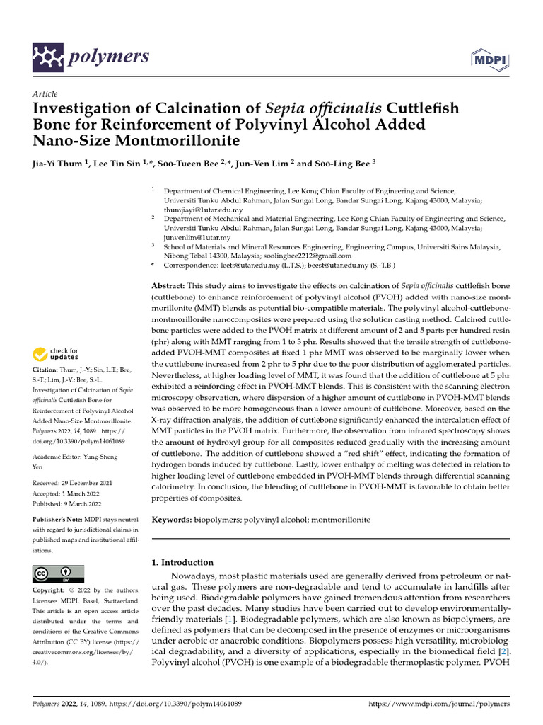 Investigation of Calcination of Sepia Officinalis Cuttlefish Bone For ...