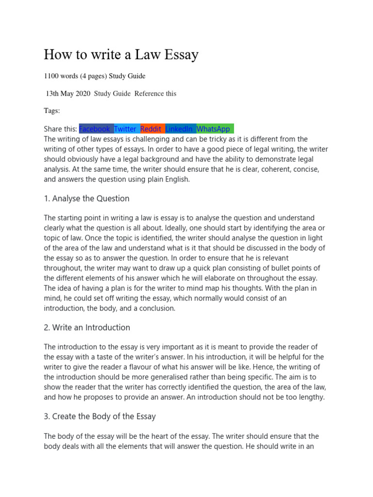 How To Write A Law Essay | PDF | Essays | Judgment (Law)