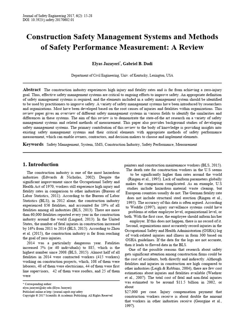 Construction Safety Management Systems A | PDF | Occupational Safety ...