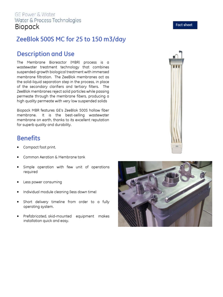 BIOPAK FACT SHEET - For STP | PDF | Membrane | Filtration