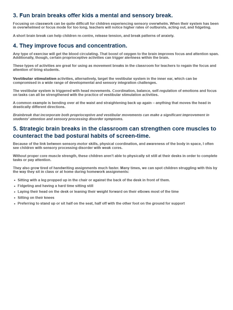 6 Ways A Brain Break in The Classroom Can Help Children With SPD 2 ...