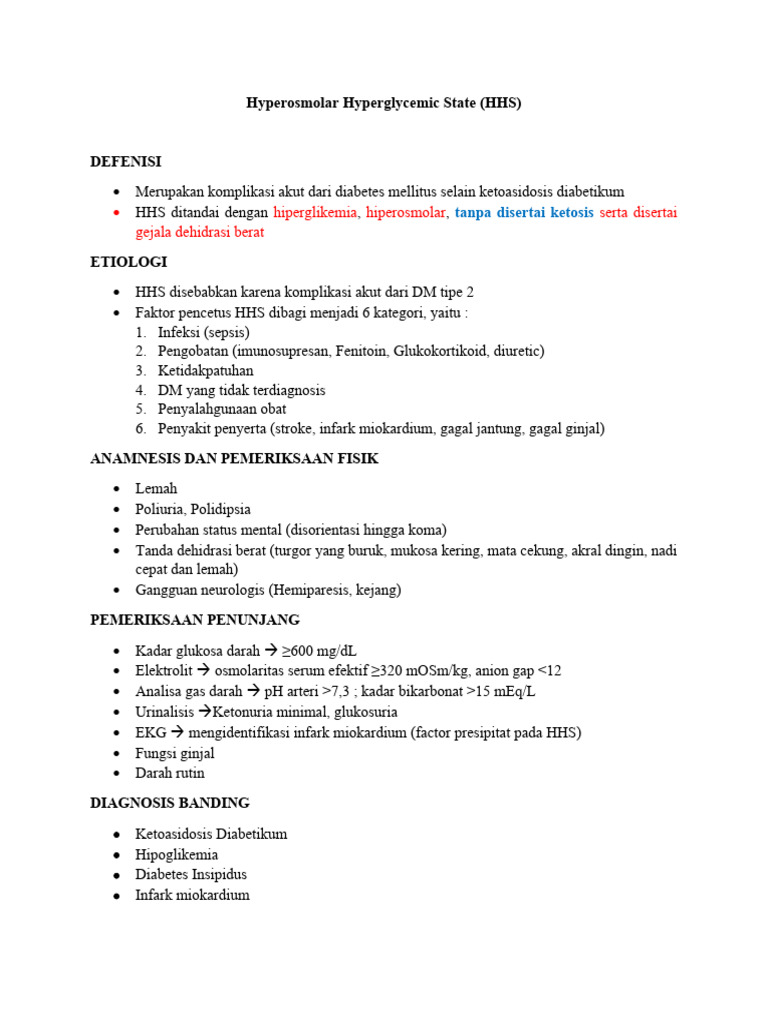 Hyperosmolar Hyperglycemic State | PDF
