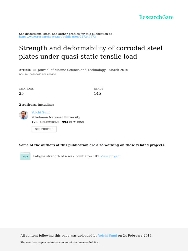 Strength_and_deformability_of_corroded_steel_plate | PDF | Strength Of Materials | Deformation ...