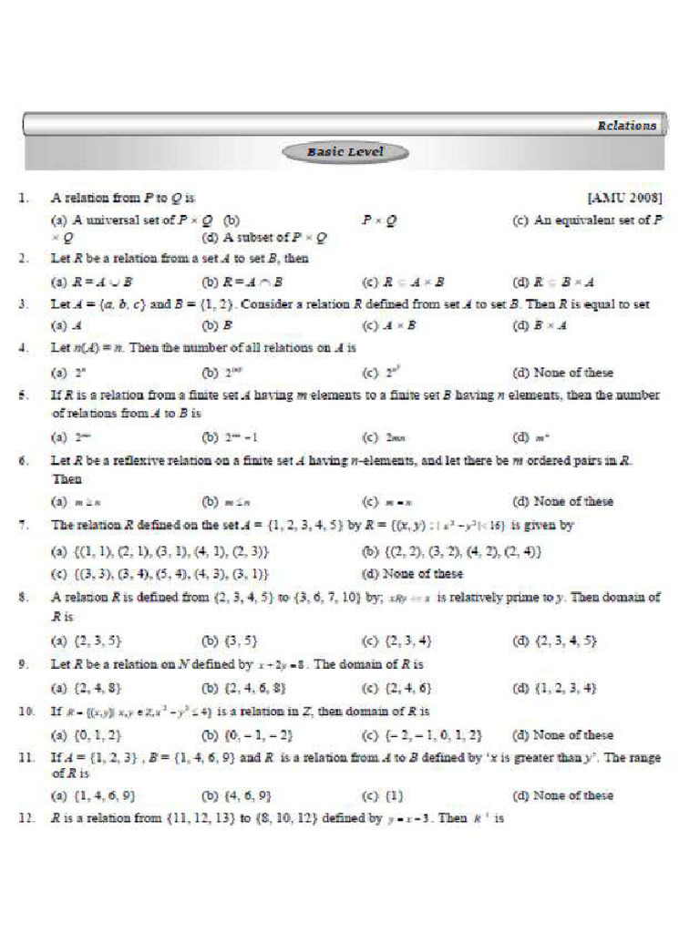 Relations and Functions JEE | PDF