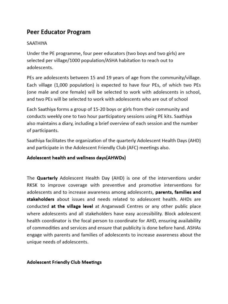 Peer Educator Program | PDF