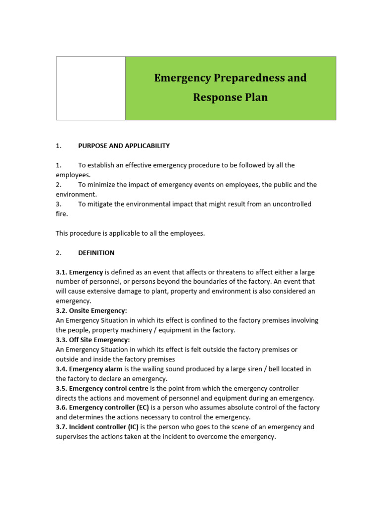 Emergency Preparedness Procedures Guide | PDF | Emergency | Emergency ...