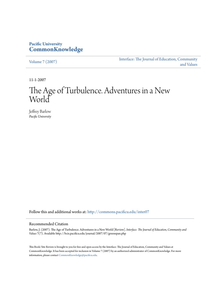 The Age of Turbulence. Adventures in A New World | PDF | Globalization ...