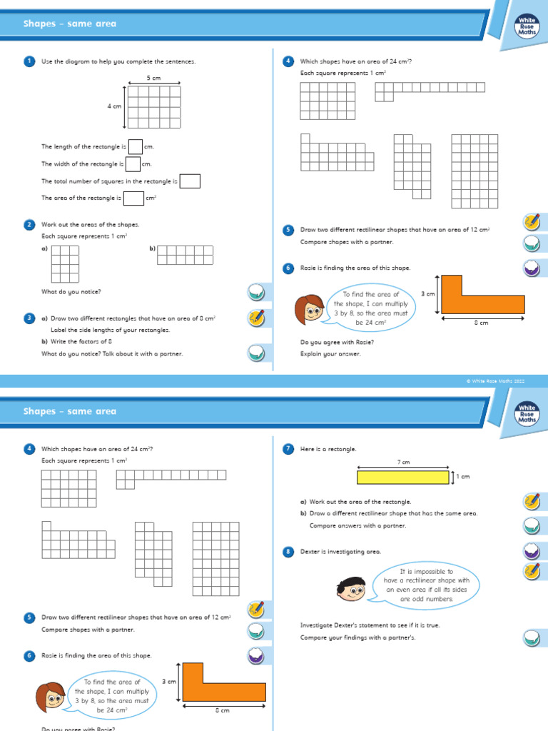 Y6 Spring Block 5 D1 Shapes - Same Area 2022 | PDF | Area | Elementary ...