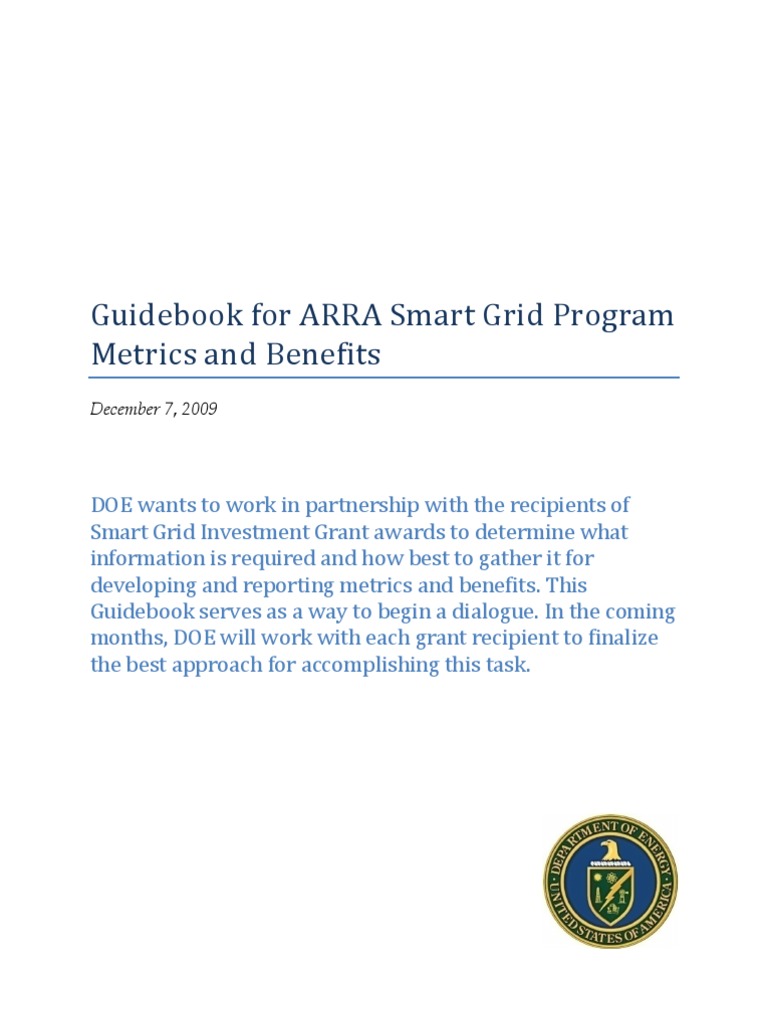 Guidebook For ARRA Smart Grid Program Metrics and Benefits - Revised 12 ...