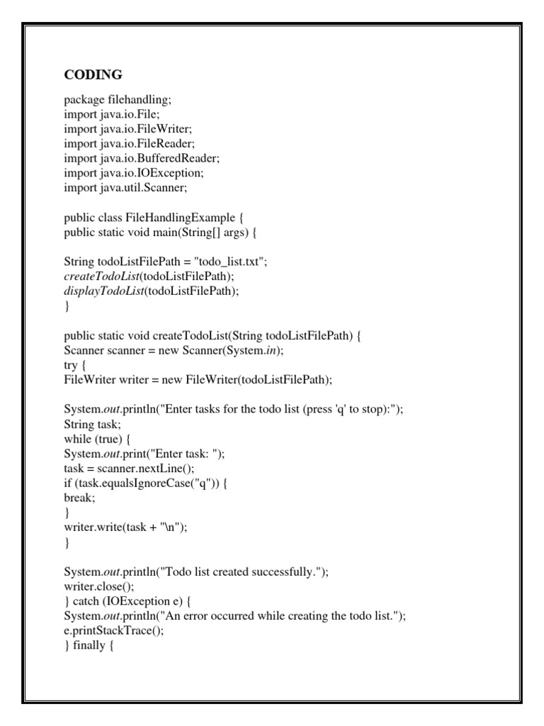 Java File Handling Todo List | PDF | Computers | Technology & Engineering