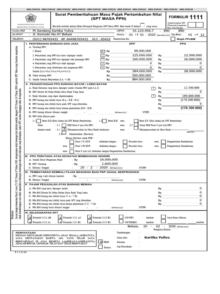 Jawaban Soal SPT Masa PPN Ok | PDF