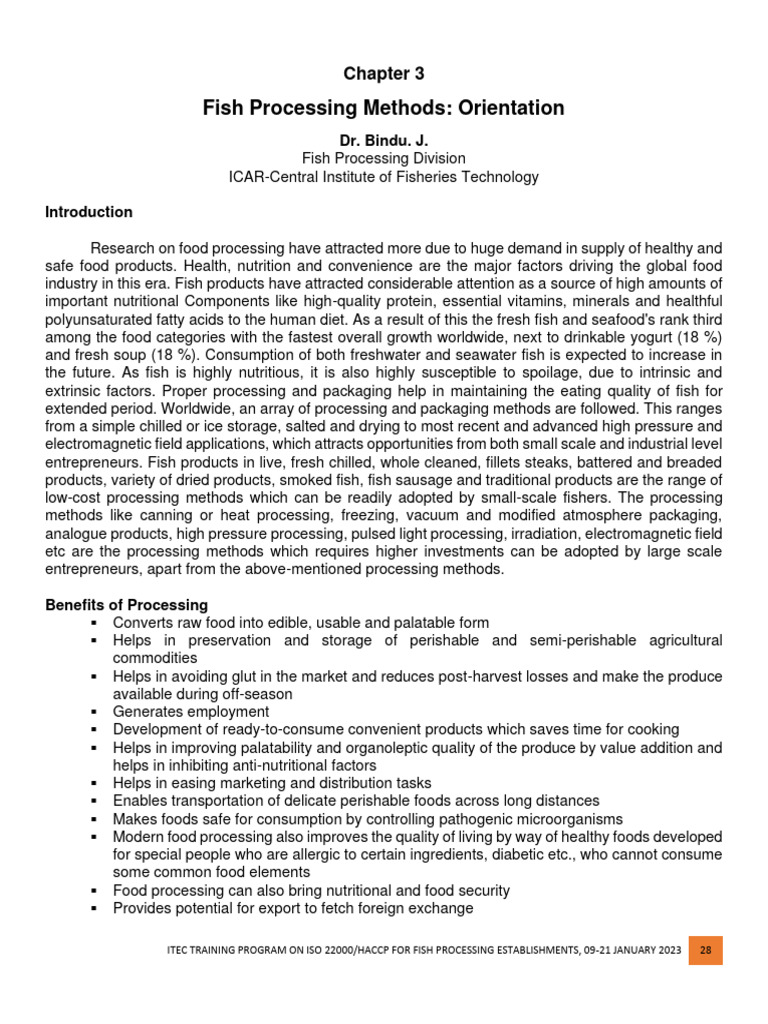 3 - Fish Processing Method - Orientation | PDF | Food Processing | Food ...