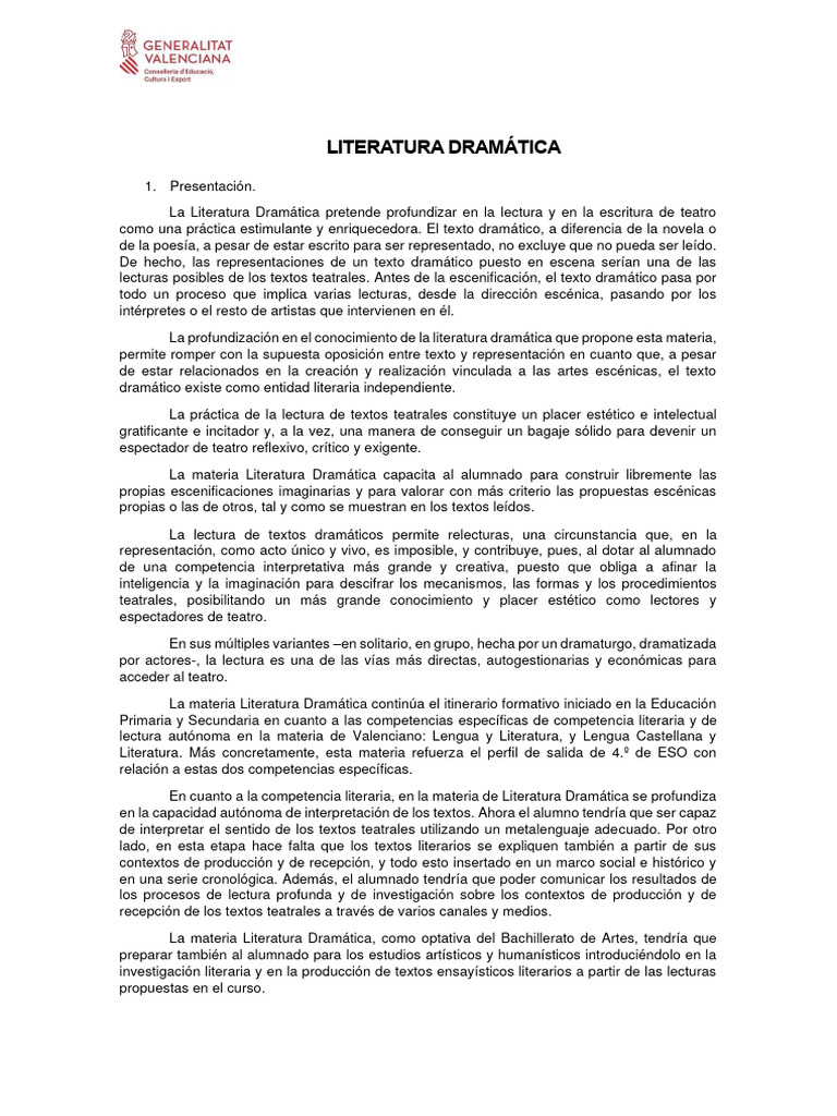 Literatura Dramatica 2 | PDF | Teatro | Evaluación