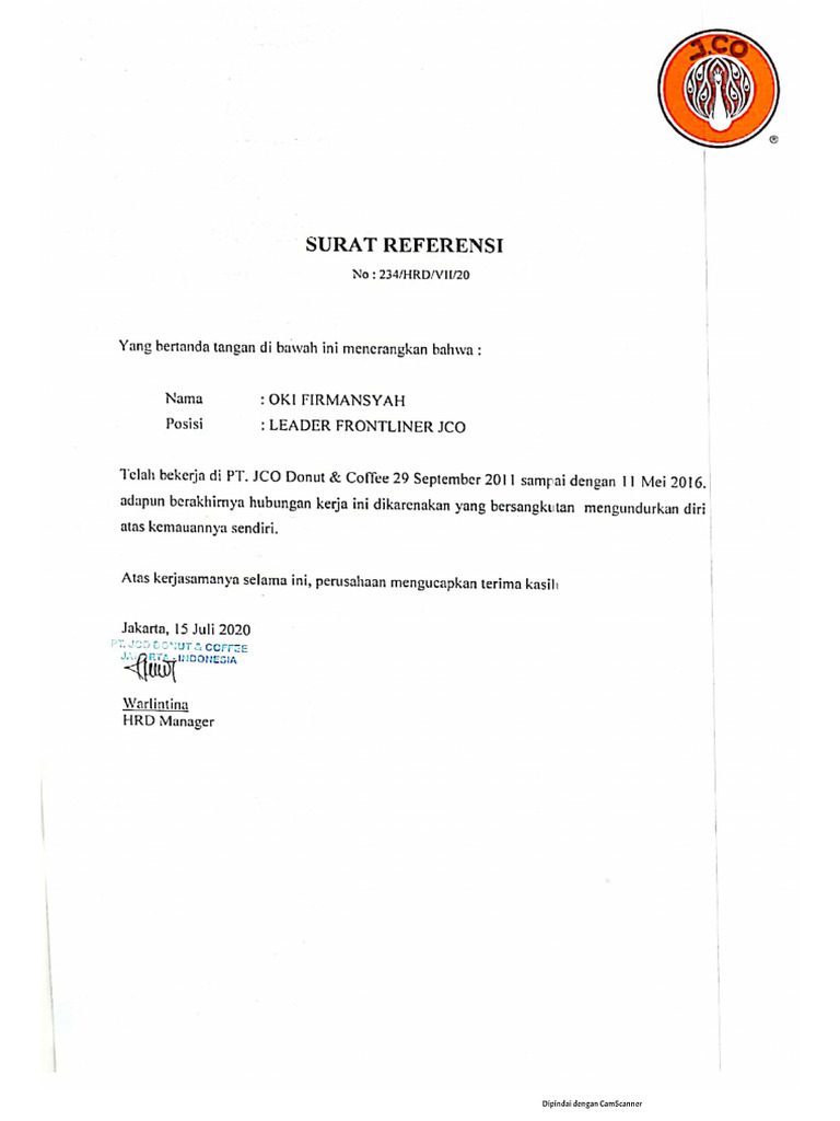 Surat Refrensi JCO | PDF