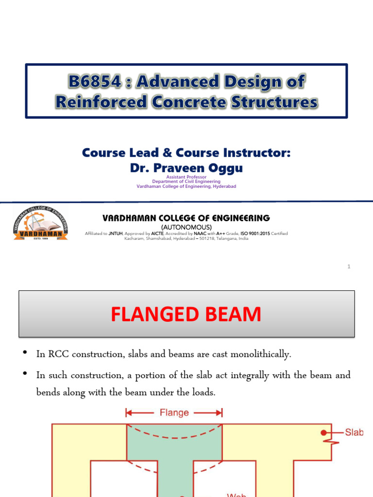 ADRCS MODULE-1 L-6 Flanged Beams (T-Beams) | PDF | Beam (Structure ...