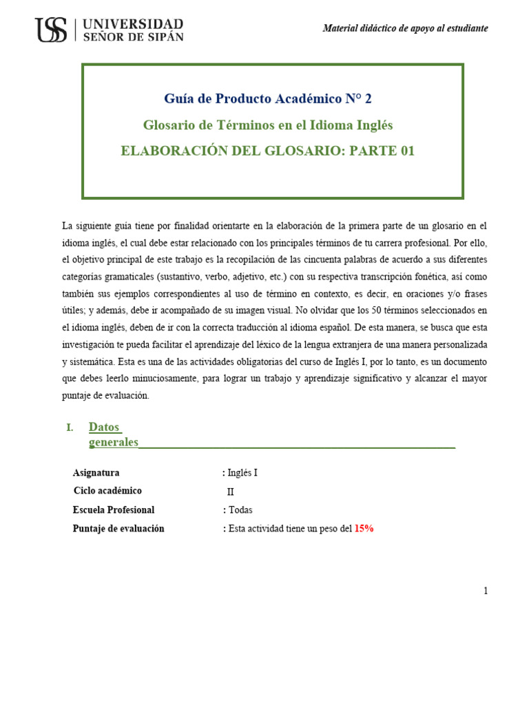 Guía Producto Académico 2 - Pa2-2021-2 | PDF | Diccionario | Idioma en Inglés