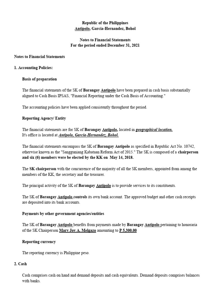 Notes To FS | PDF | Banks | Historical Cost