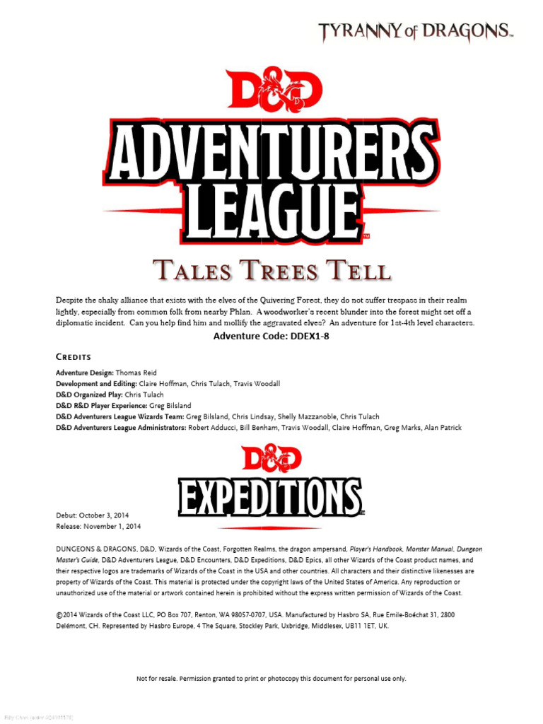 DDEX1-08 Tales Trees Tell (5e) | PDF | Dungeons & Dragons | Leisure