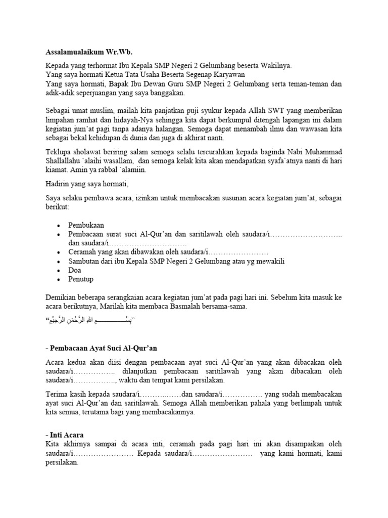 Susunan Acara Rohis | PDF