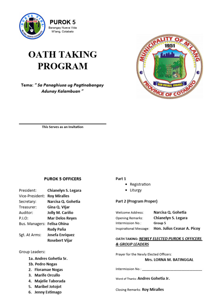 PUROK 5 Program | PDF