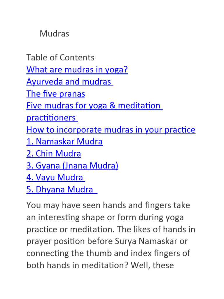 Mudras | PDF | Prana | Yoga
