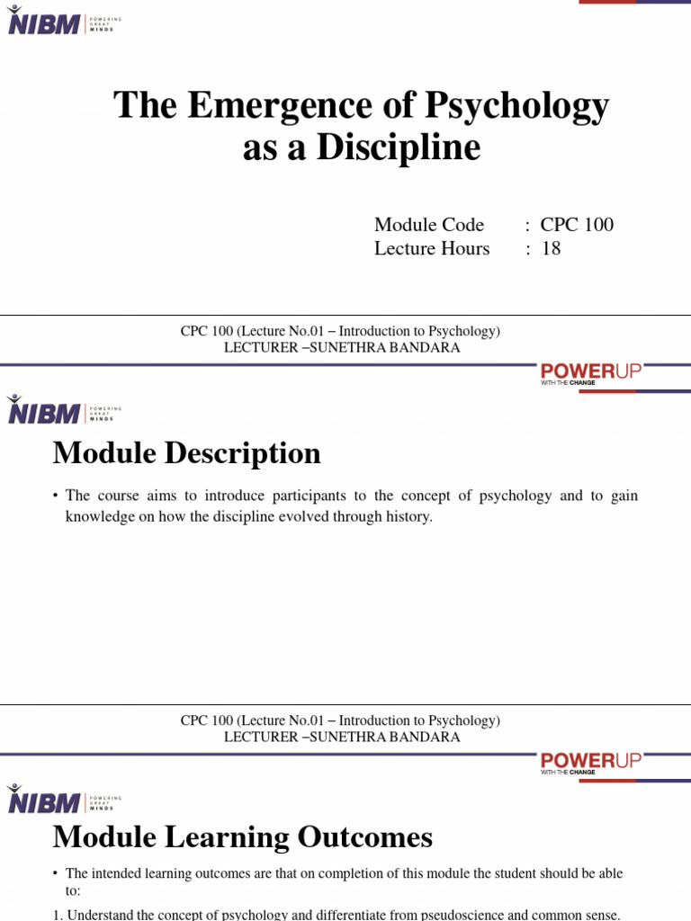 Lecture 1 Introduction To Psychology Pdf Psychology Cognition
