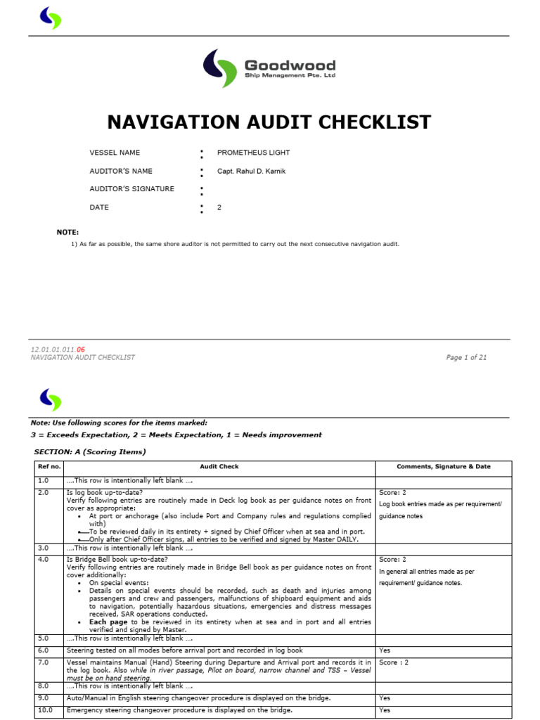 Nav Audit | PDF | Navigation | Compass