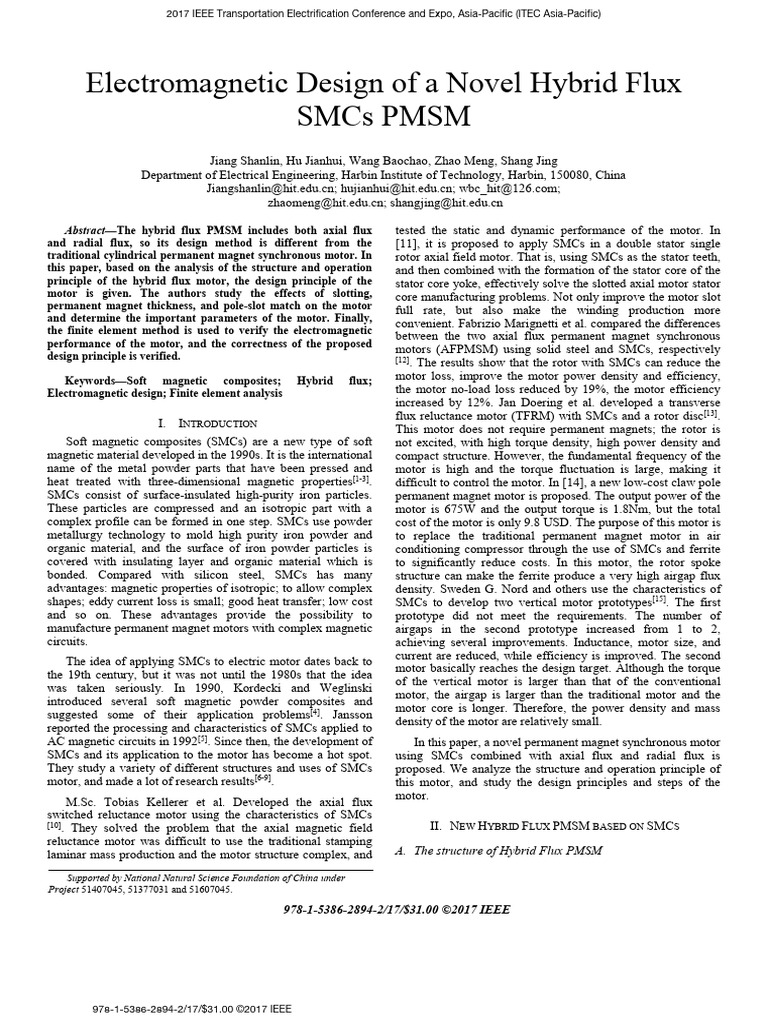 13electromagnetic Design of A Novel Hybrid Flux | PDF | Electric Motor ...