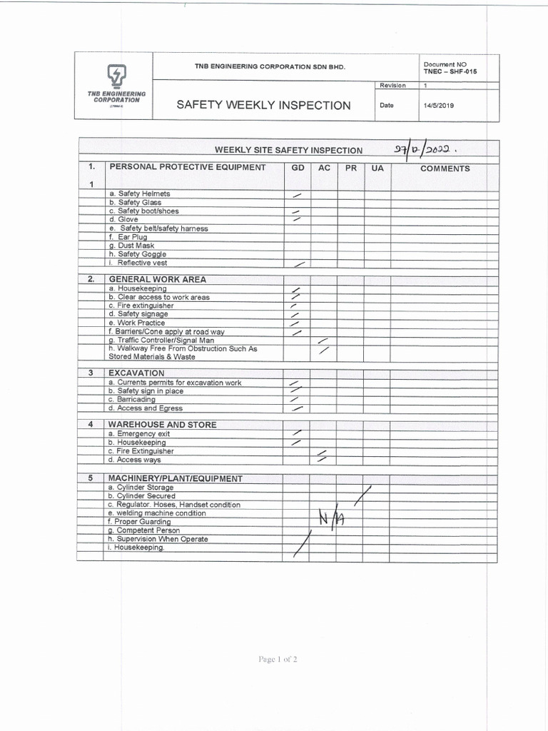 Weekly Inspection Dec22 | PDF