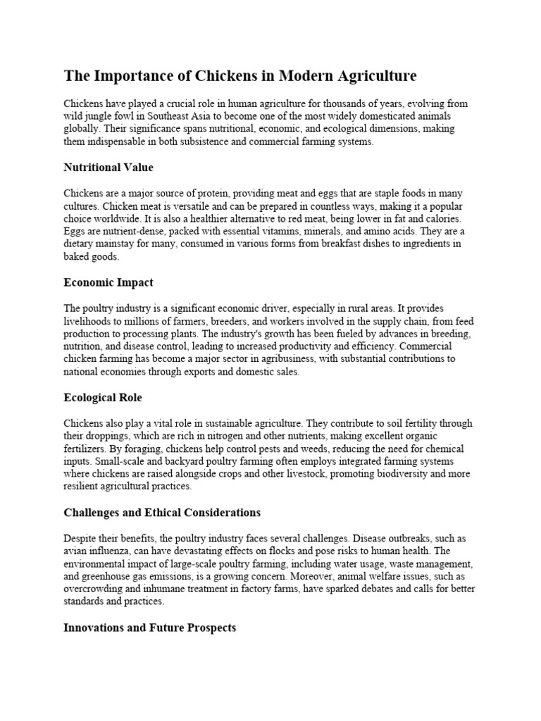 The Importance of Chickens in Modern Agriculture | PDF | Agriculture ...